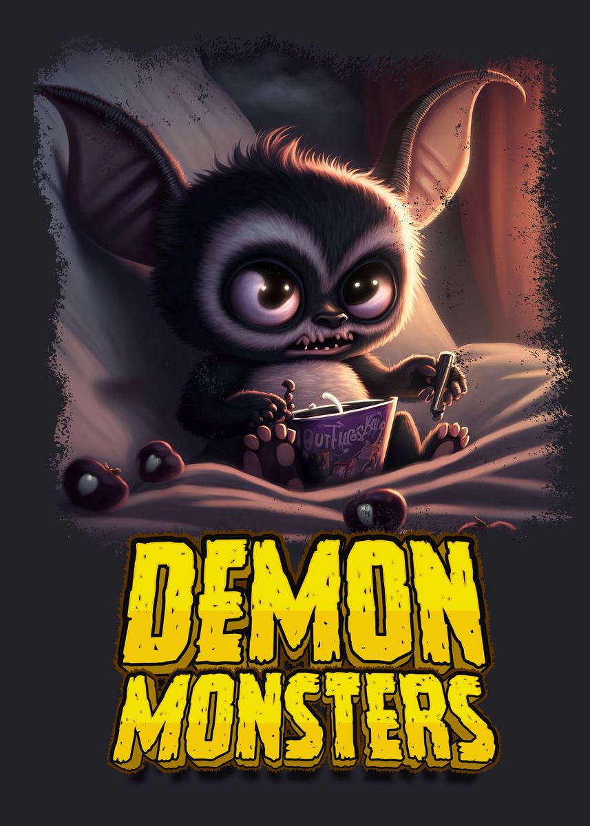 'Bat Popcorn Demon' Poster, picture, metal print, paint by Stefan Merz ...