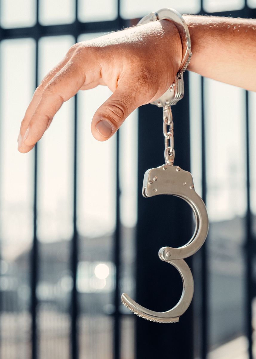 'Handcuffed behind bars' Poster, picture, metal print, paint by Sam ...