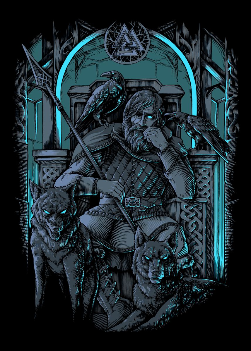 'Valhalla Odin Viking' Poster, picture, metal print, paint by Richard ...