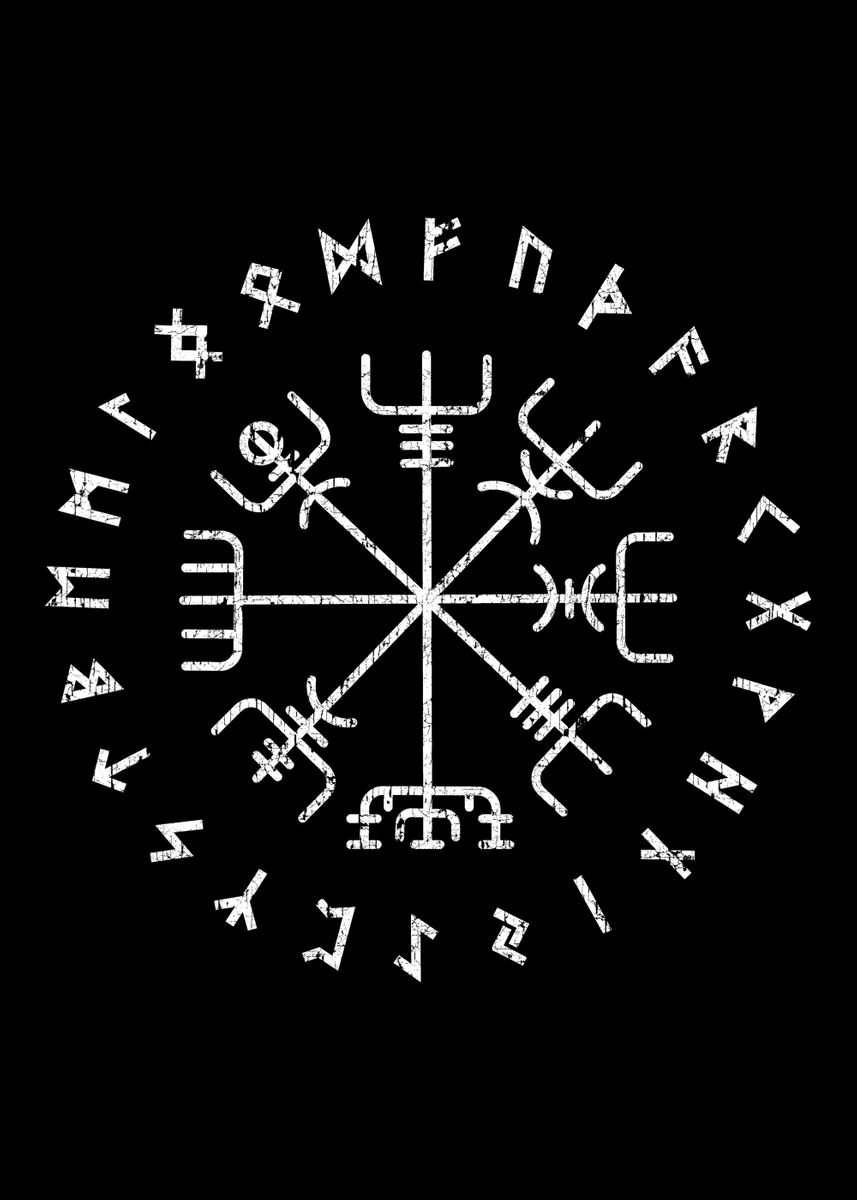 'Runes Vegvisir Viking' Poster, picture, metal print, paint by Richard ...