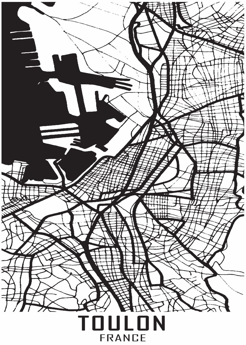 'Toulon France City Map' Poster, picture, metal print, paint by ...