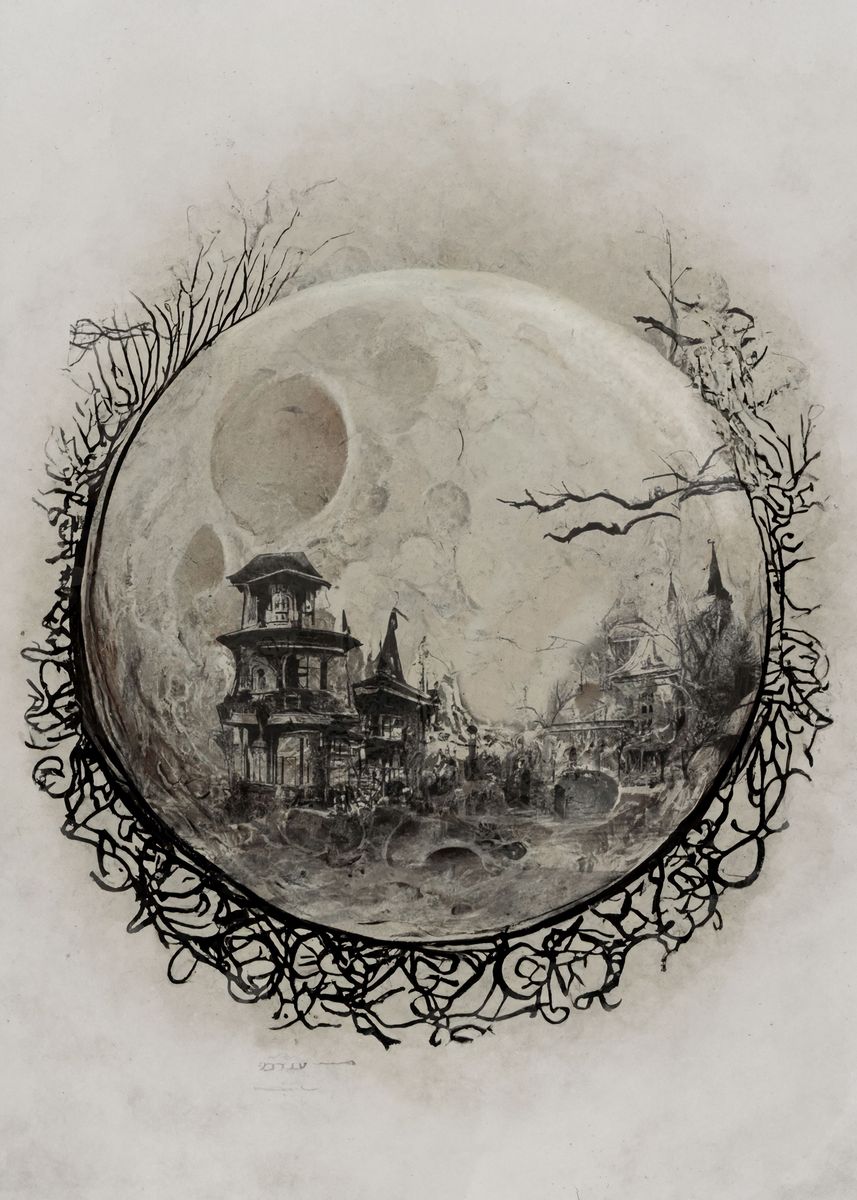 'Old Moon drawing' Poster, picture, metal print, paint by Stefan Merz ...