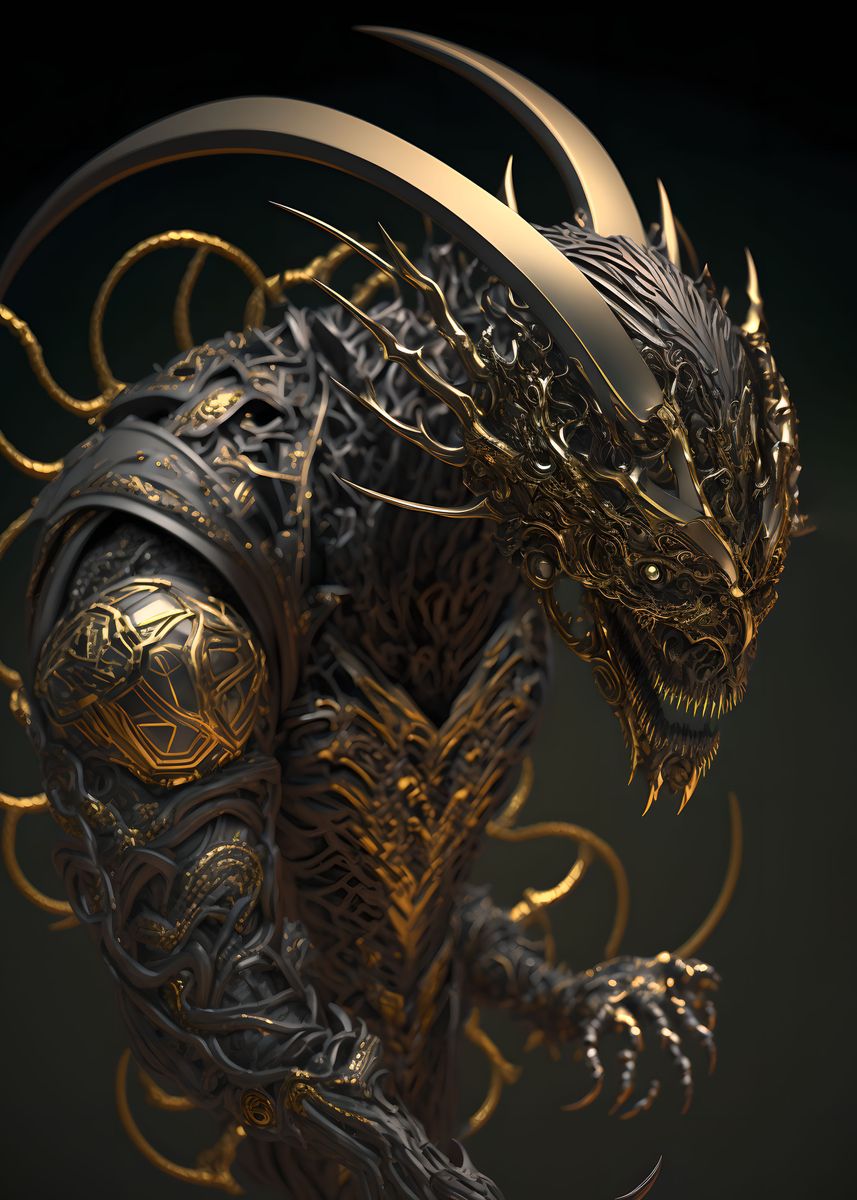 'Cyber V' Poster, picture, metal print, paint by Lukasz Kobylka | Displate