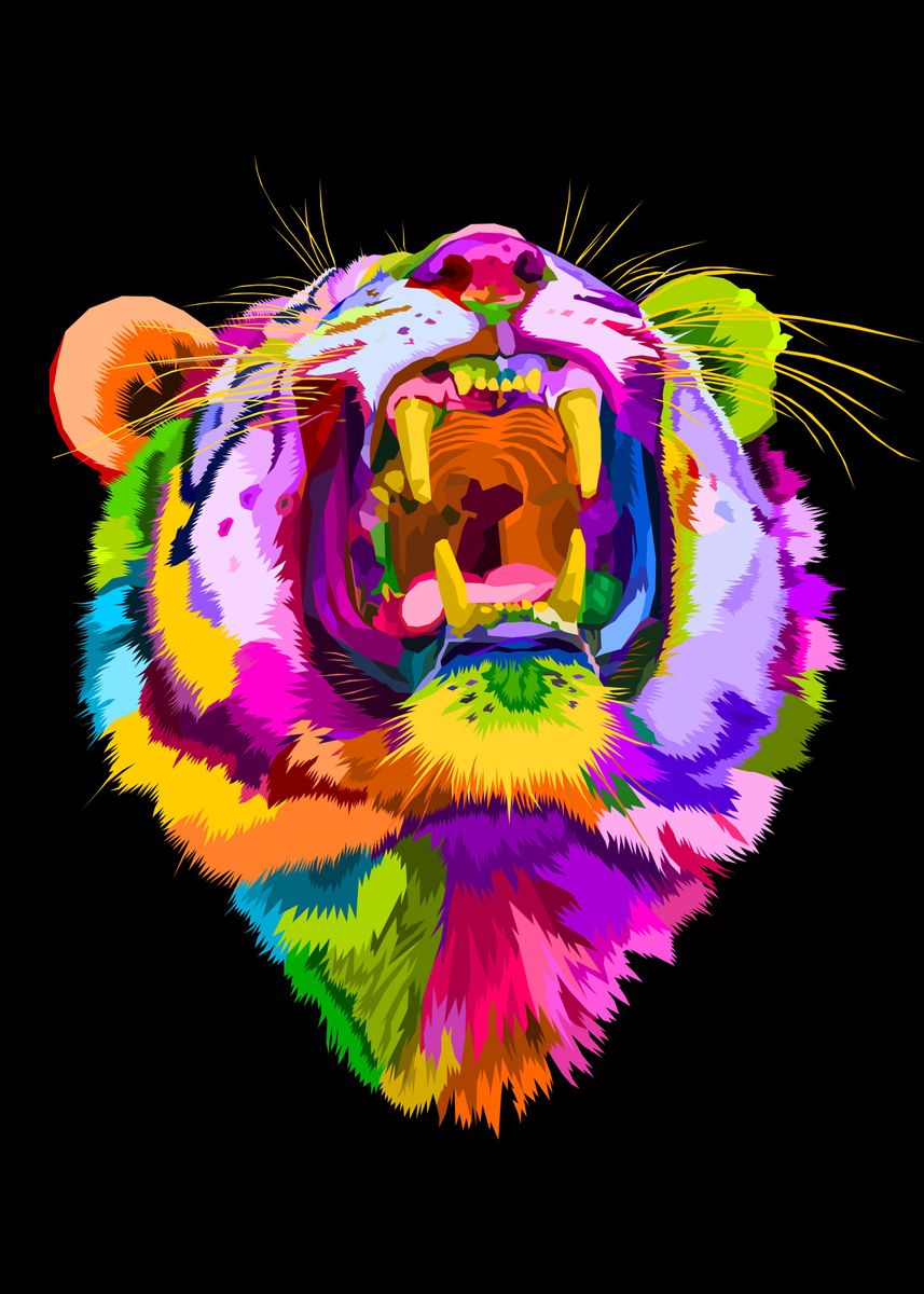 'Angry colorful tiger' Poster, picture, metal print, paint by Le Duc ...