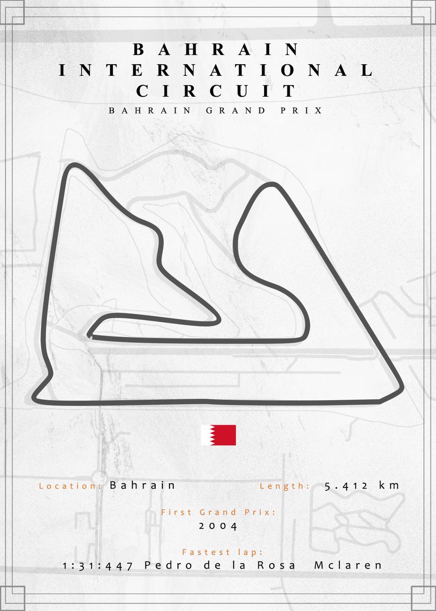'Bahrain F1 Track Map ' Poster, picture, metal print, paint by Vineet ...