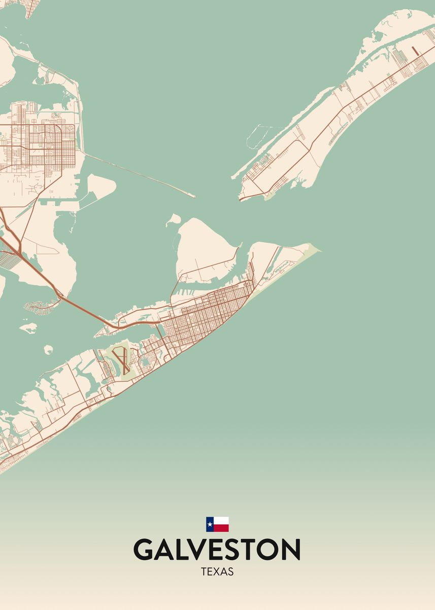 'Galveston TX' Poster, picture, metal print, paint by IMR Designs | Displate