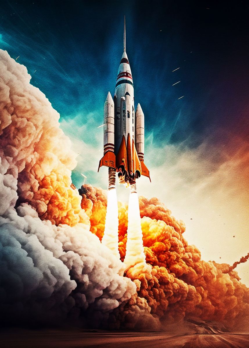 'Rocket launch future' Poster, picture, metal print, paint by Muh Asdar ...