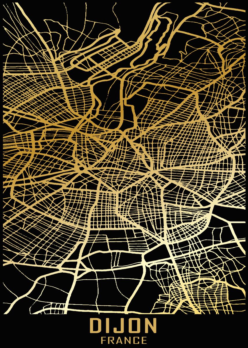 'Dijon France City Map' Poster, picture, metal print, paint by ...