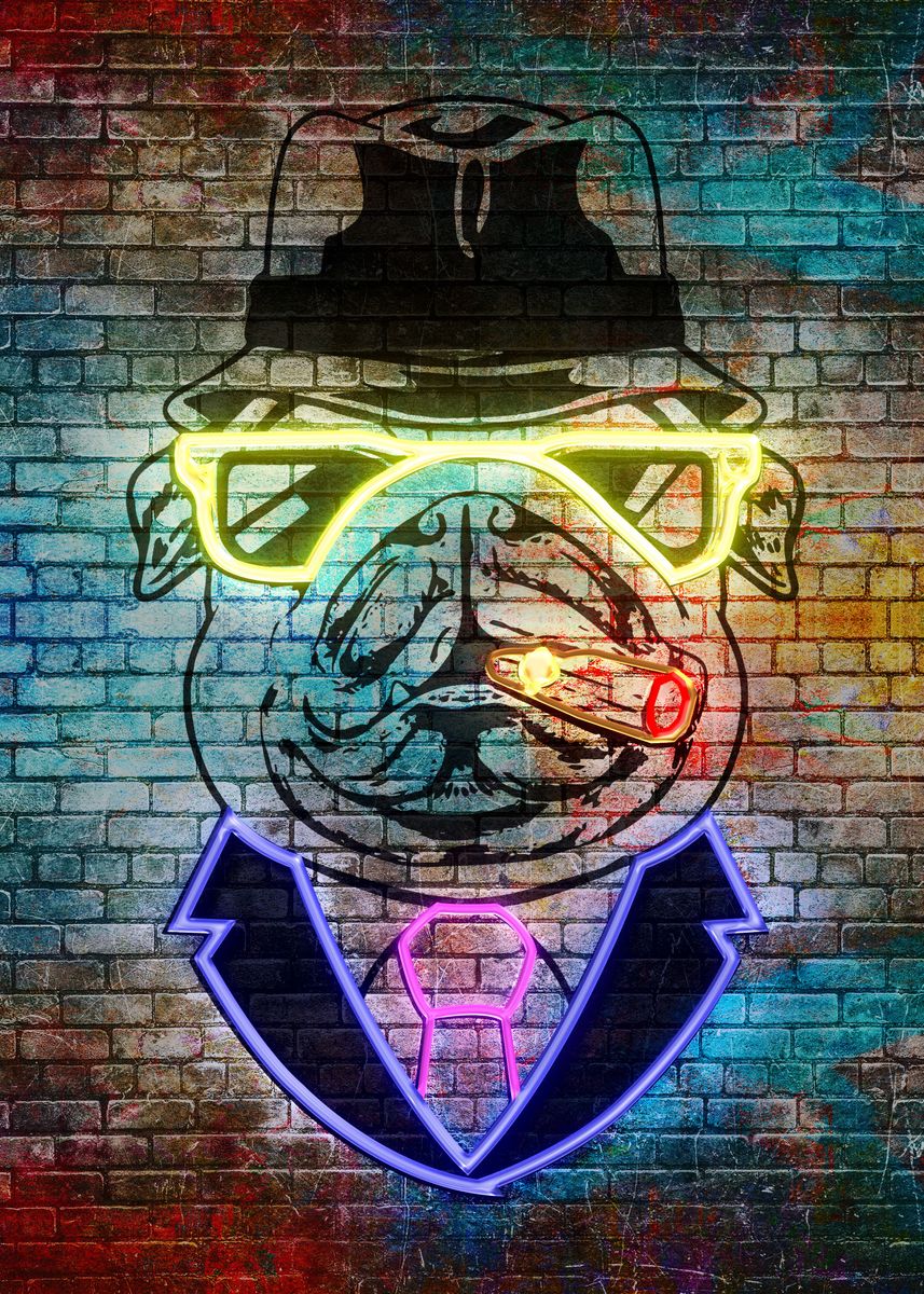 'Pug head mafia' Poster, picture, metal print, paint by Van Zelman ...
