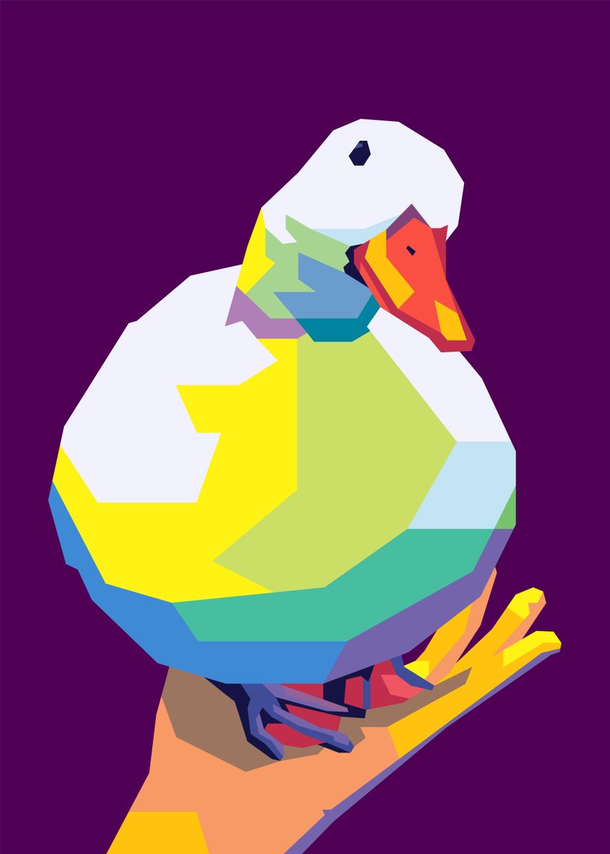 'smiling duck on palm meme' Poster, picture, metal print, paint by New ...