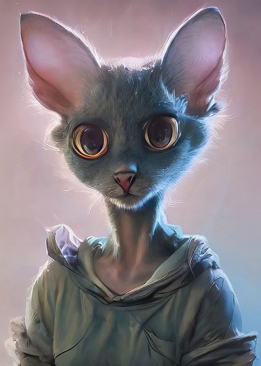 'Cute cat' Poster, picture, metal print, paint by Misha Kerch | Displate