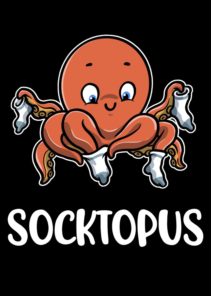 'Socktopus' Poster, picture, metal print, paint by CatRobot | Displate