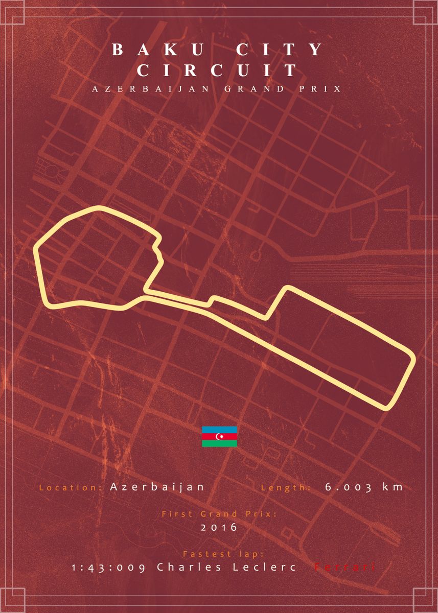 'Baku City Circuit F1 track' Poster, picture, metal print, paint by ...