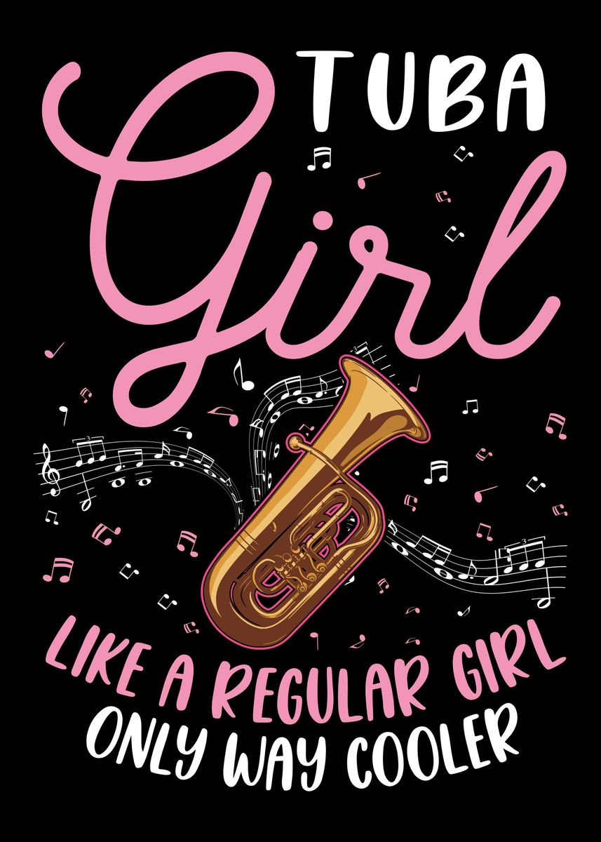 'Tuba Girl Tubist Player' Poster, picture, metal print, paint by ...