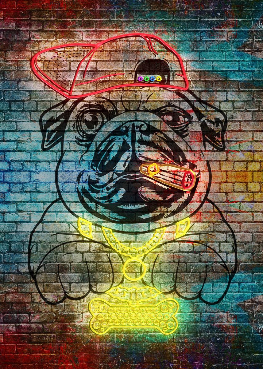 'Pug hip hop style' Poster, picture, metal print, paint by Van Zelman ...