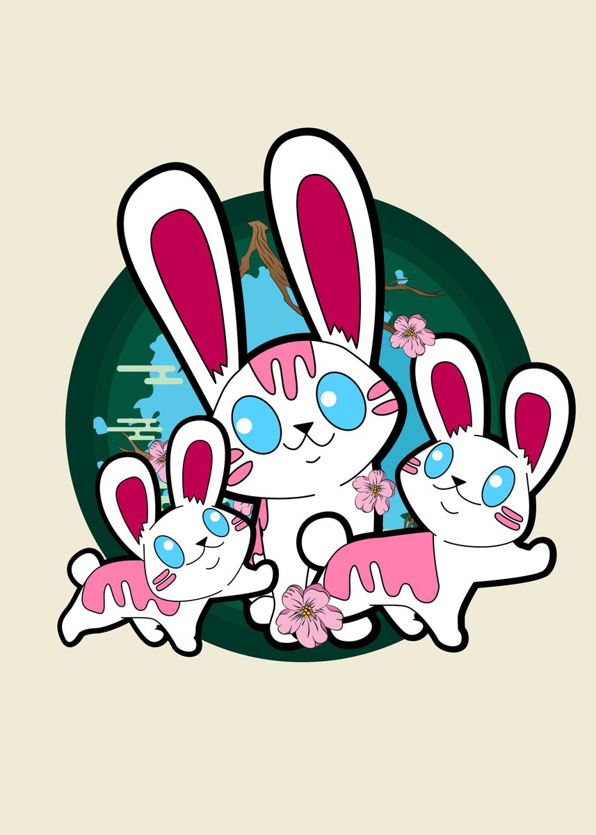 'Rabbit illustration' Poster, picture, metal print, paint by ...