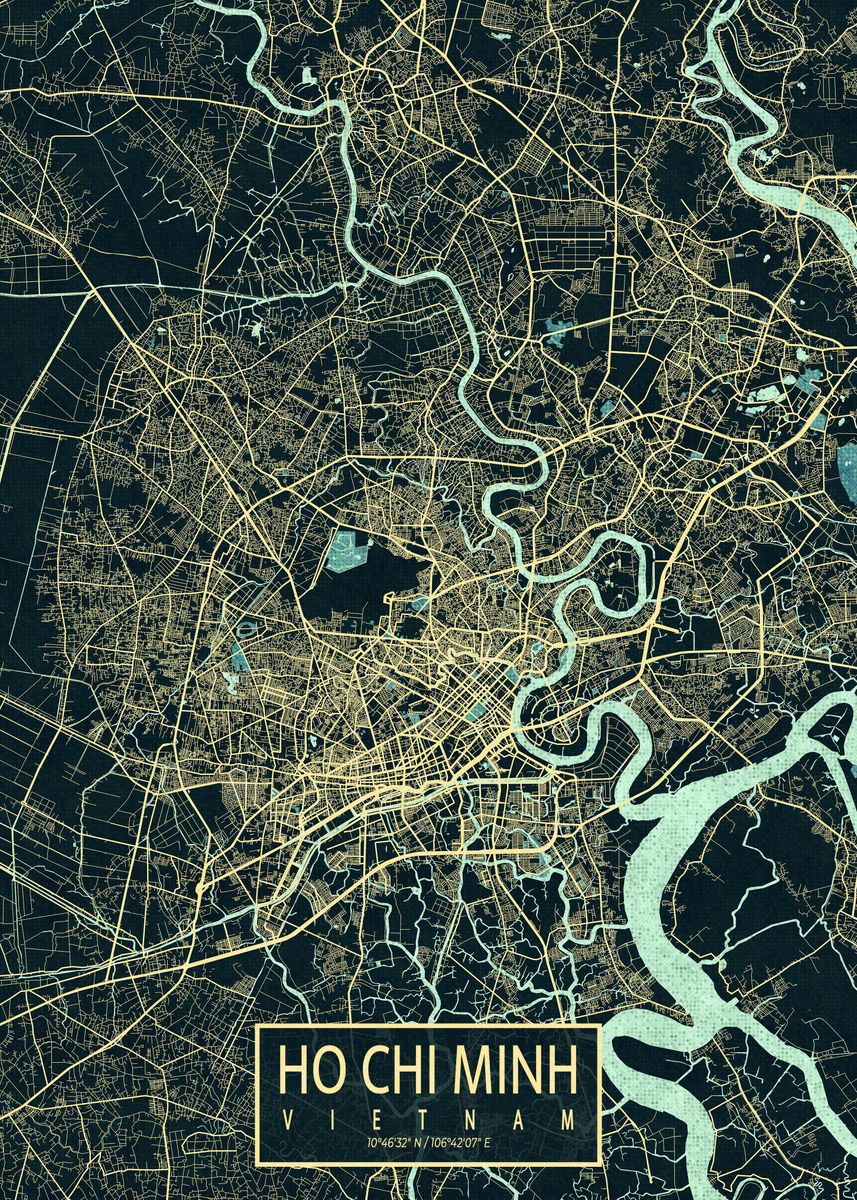 'Ho Chi Minh Map Summer' Poster, picture, metal print, paint by deMAP ...