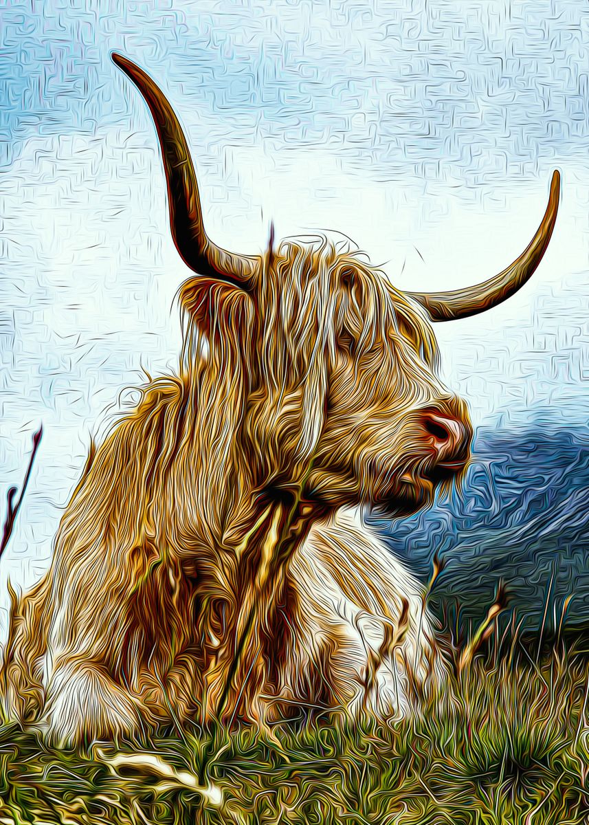 'Yak' Poster, picture, metal print, paint by Tiker Arts | Displate