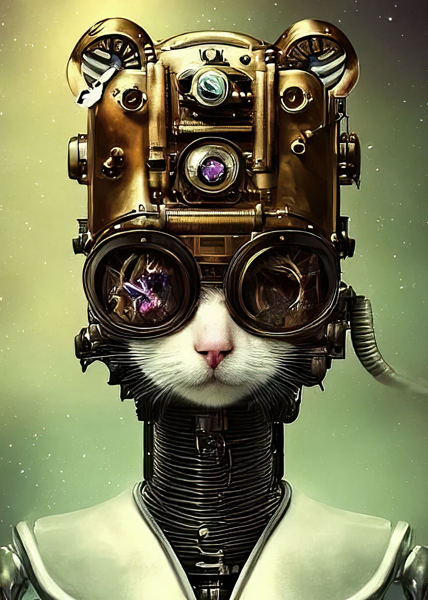 'Steam punk cat' Poster, picture, metal print, paint by Misha Kerch ...