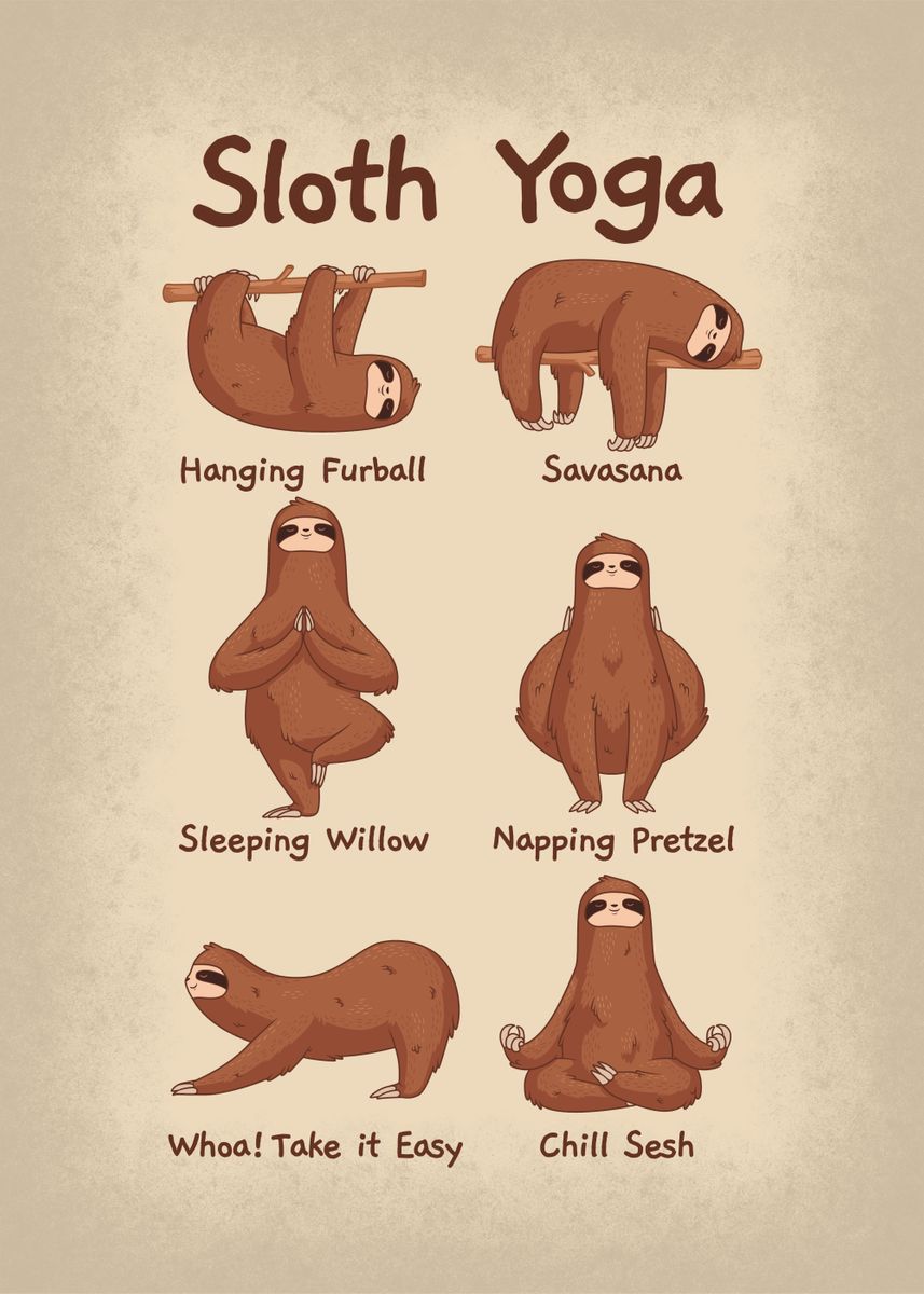 'Funny Anime Yoga Sloth' Poster by B Cubed Designs | Displate