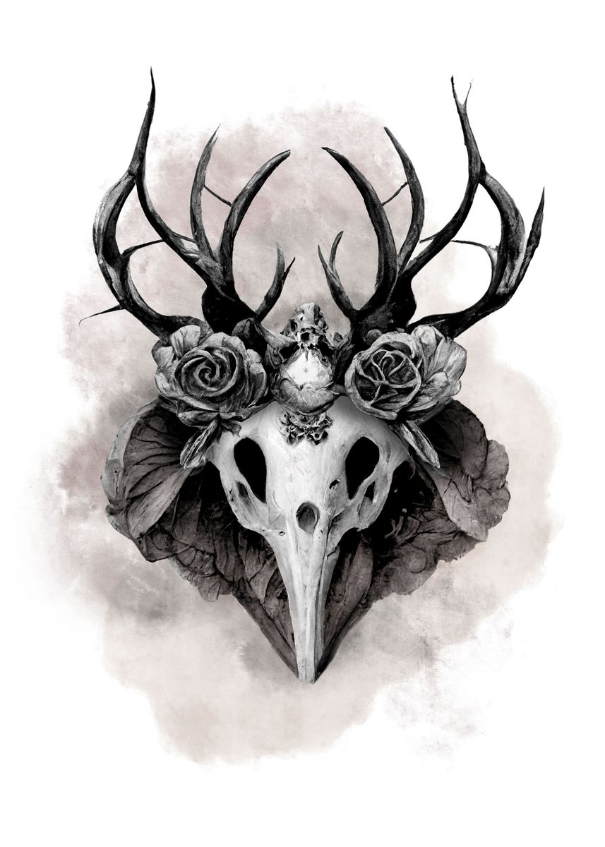 'Ritual deer mask ' Poster, picture, metal print, paint by Stefan Merz ...