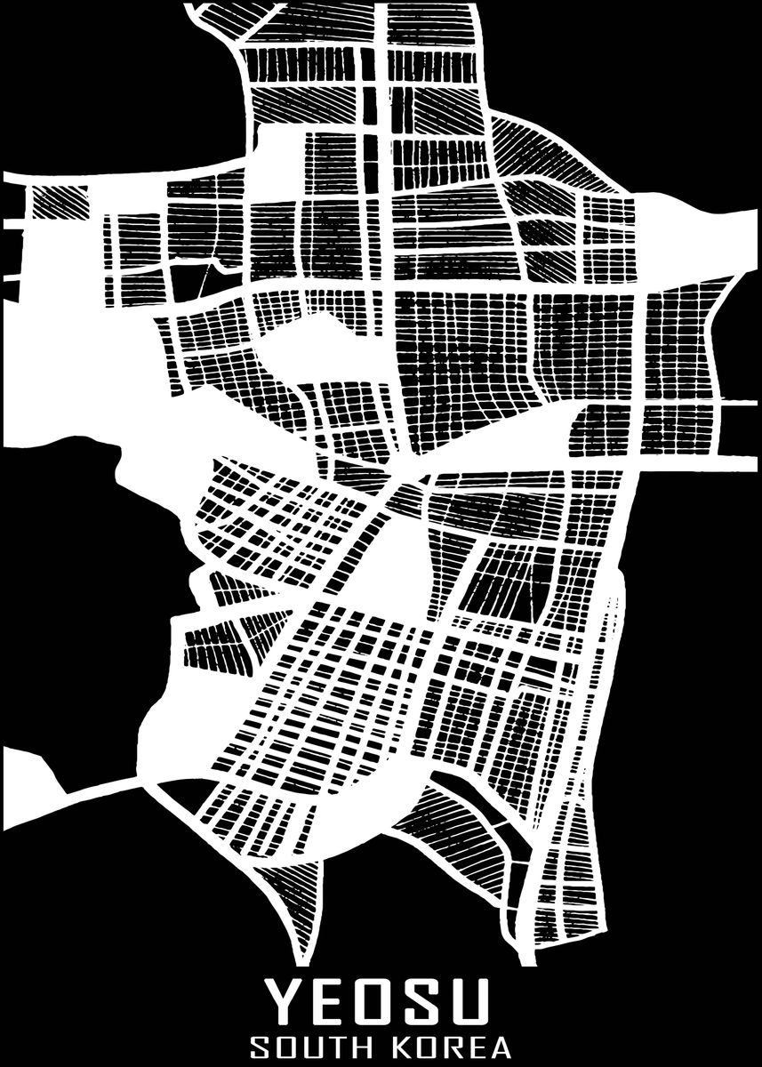 'Yeosu South Korea City Map' Poster, picture, metal print, paint by ...
