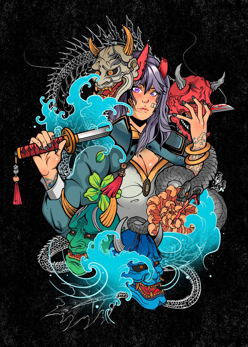 'Demon Hunter' Poster, picture, metal print, paint by Hiro Labs | Displate