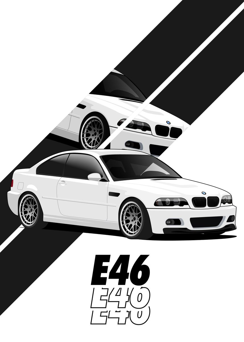 'BMW E46 Wall Poster' Poster, picture, metal print, paint by Ahmad Nur ...