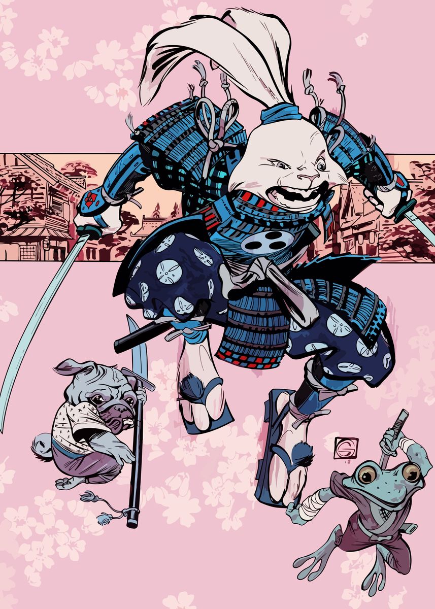 'samurai rabbit' Poster, picture, metal print, paint by ana nevada ...