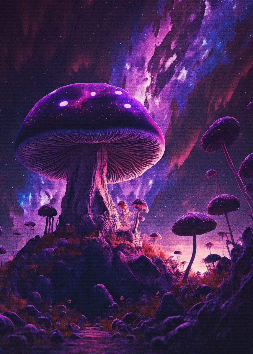 'Space Forest Mushroom' Poster, picture, metal print, paint by Muh ...