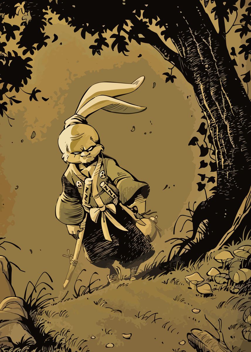 'samurai rabbit' Poster, picture, metal print, paint by ana nevada ...