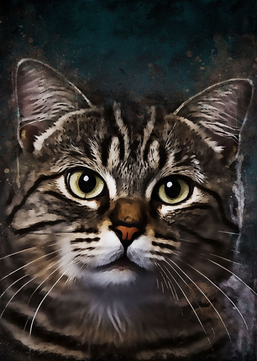 'Splatter Cat' Poster, picture, metal print, paint by Muh Asdar | Displate