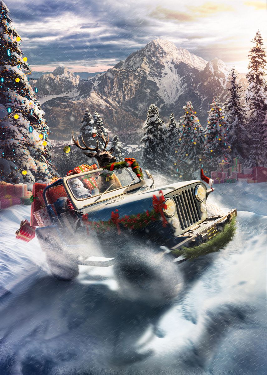 'Santa Express Delivery' Poster, picture, metal print, paint by Whez ...