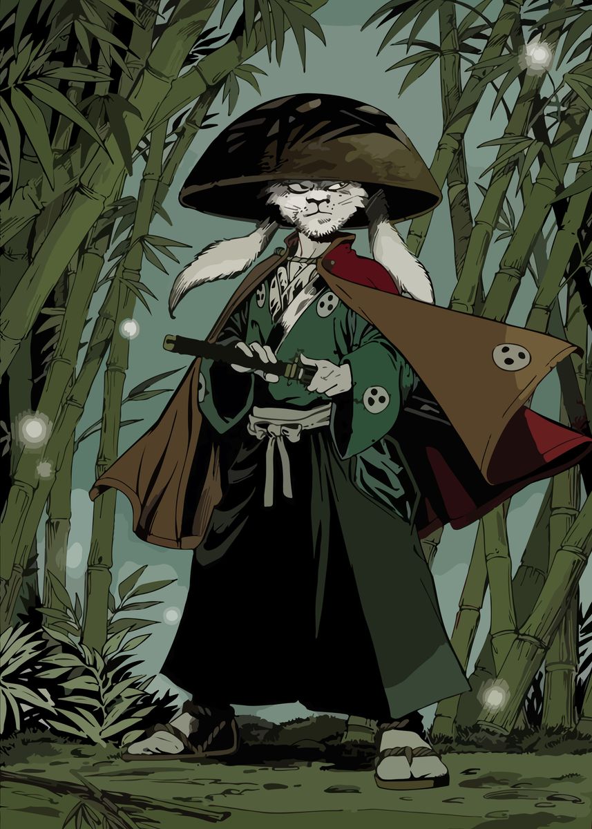 'samurai rabbit' Poster, picture, metal print, paint by ana nevada ...