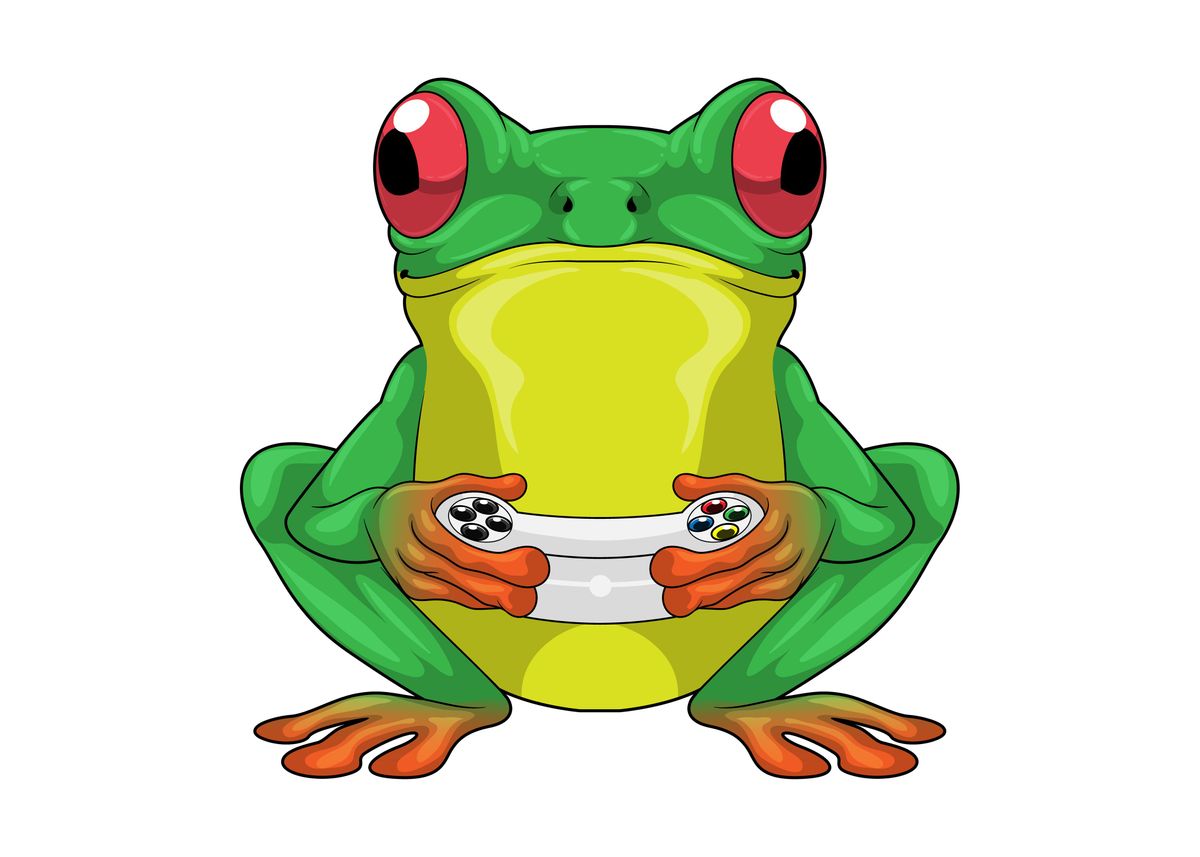 'Frog Gamer Joystick' Poster by Markus Schnabel | Displate