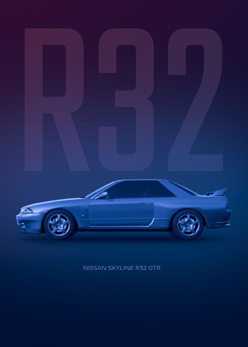 'Nissan Skyline R32 GTR' Poster, picture, metal print, paint by Basues ...