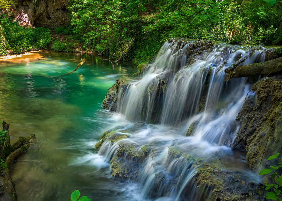 'Cascade waterfalls ' Poster by Eduard Zayonchkovski | Displate