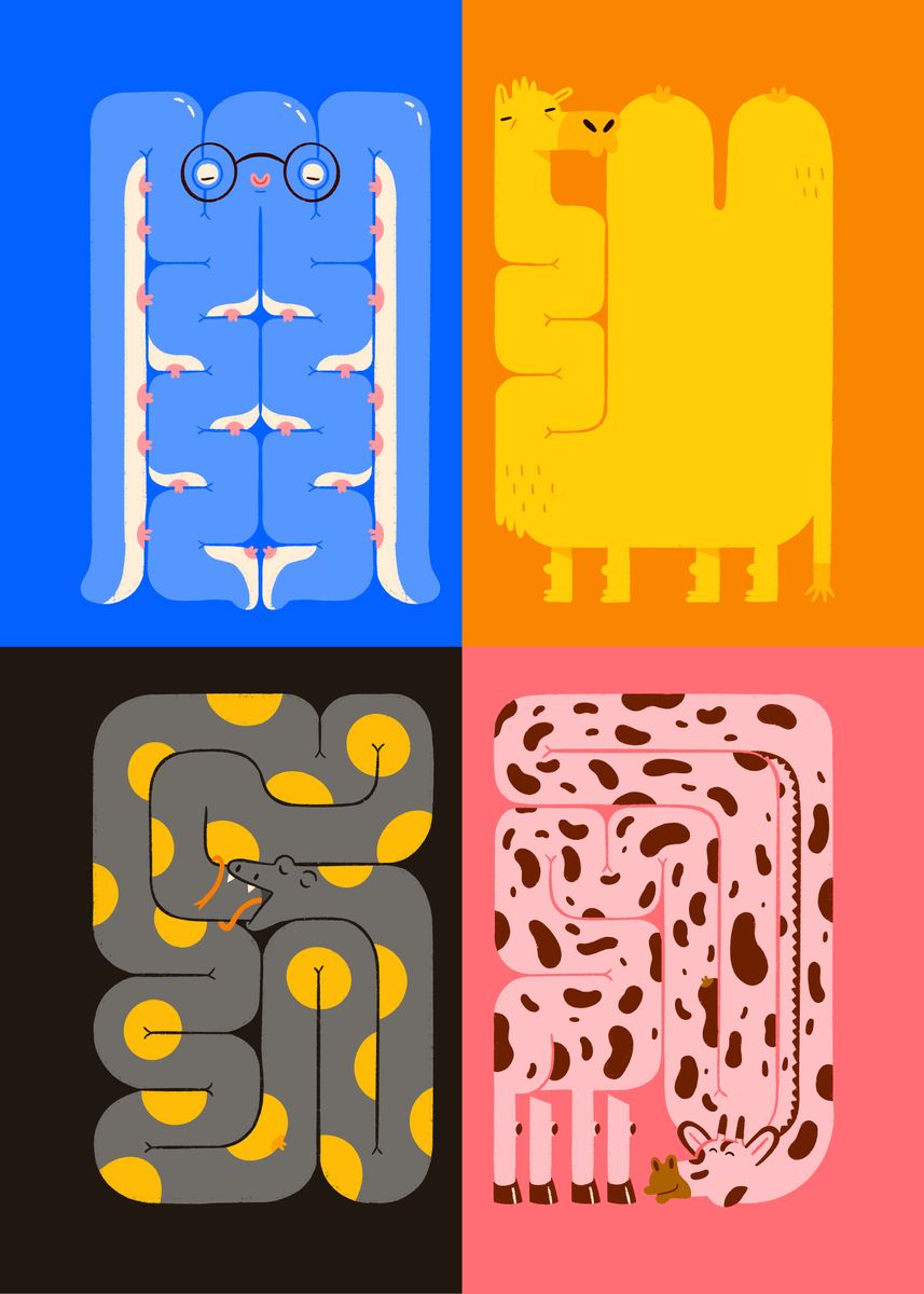 'Cute Wild Animals Combo' Poster, picture, metal print, paint by ...