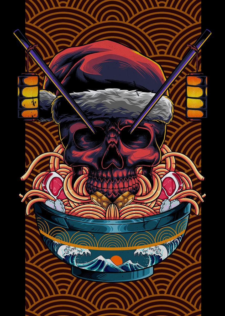 'RAMEN THE DEATH SANTA ' Poster, picture, metal print, paint by ROBO ...