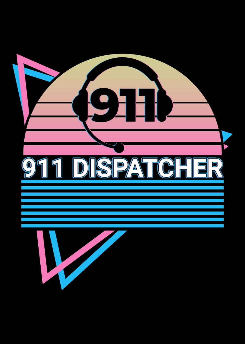 '911 Dispatcher Retro' Poster, picture, metal print, paint by ...