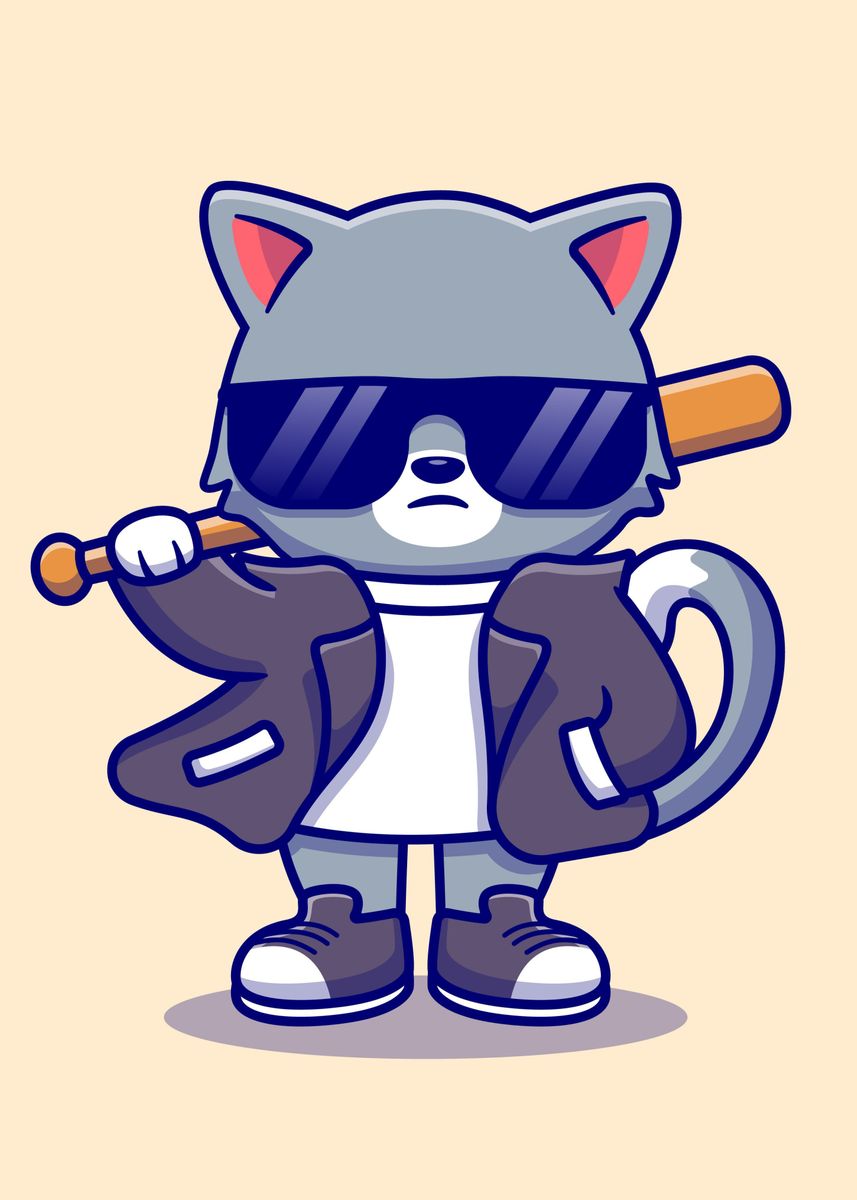 'Cute Bad Cat ' Poster, picture, metal print, paint by Creativity Art ...