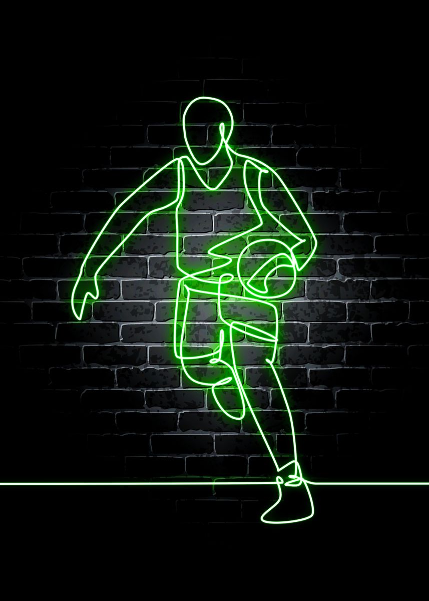 'Basketball Neon Sports' Poster, picture, metal print, paint by Atlas ...