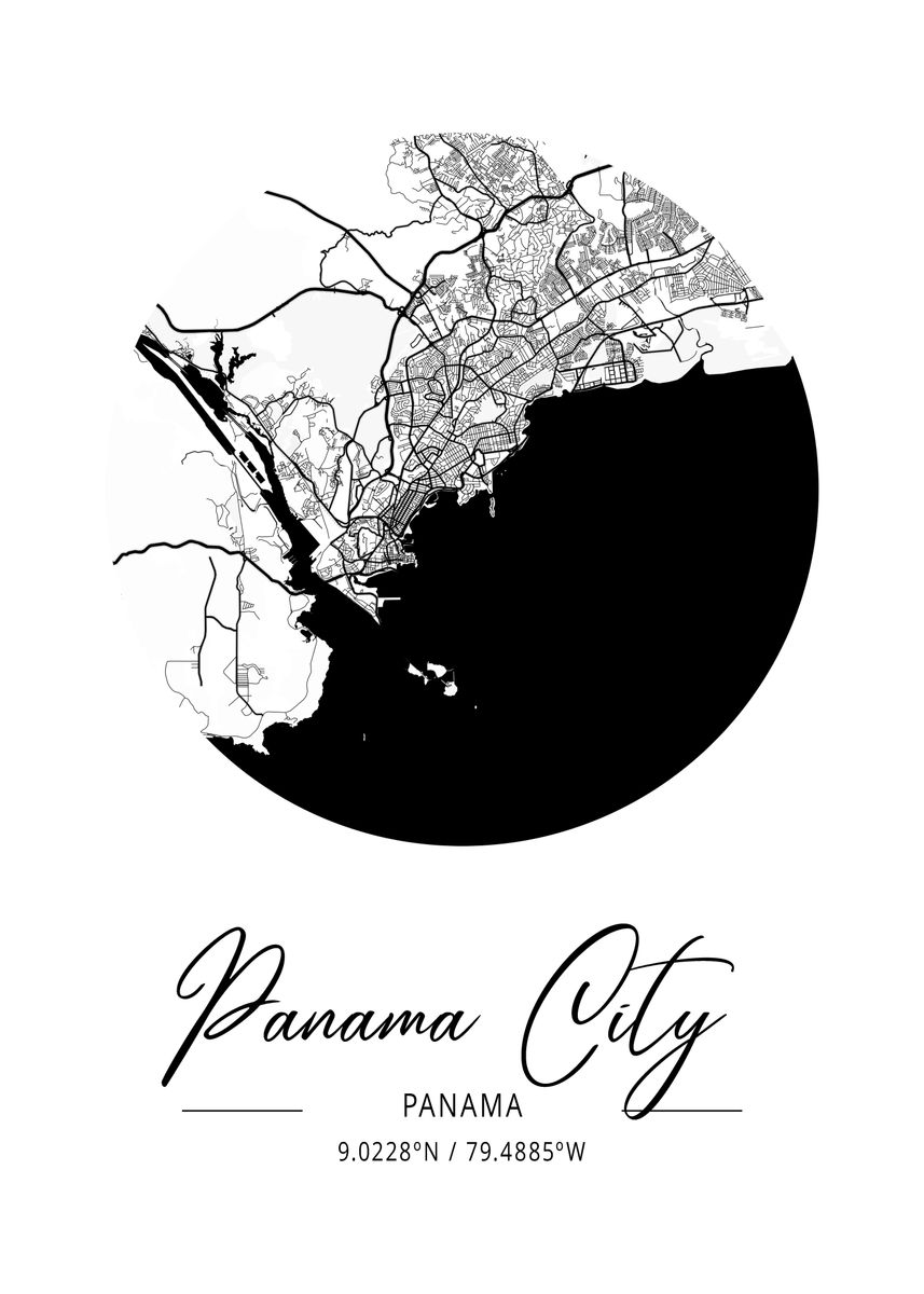 'Panama City Map' Poster by Nae | Displate