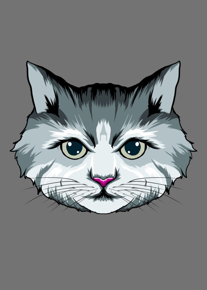 'Funny Cute Cat ' Poster, picture, metal print, paint by Creativity Art ...