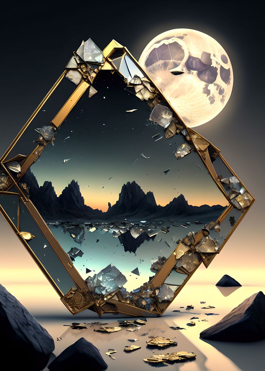 'Broken mirror' Poster, picture, metal print, paint by Lukasz Kobylka ...