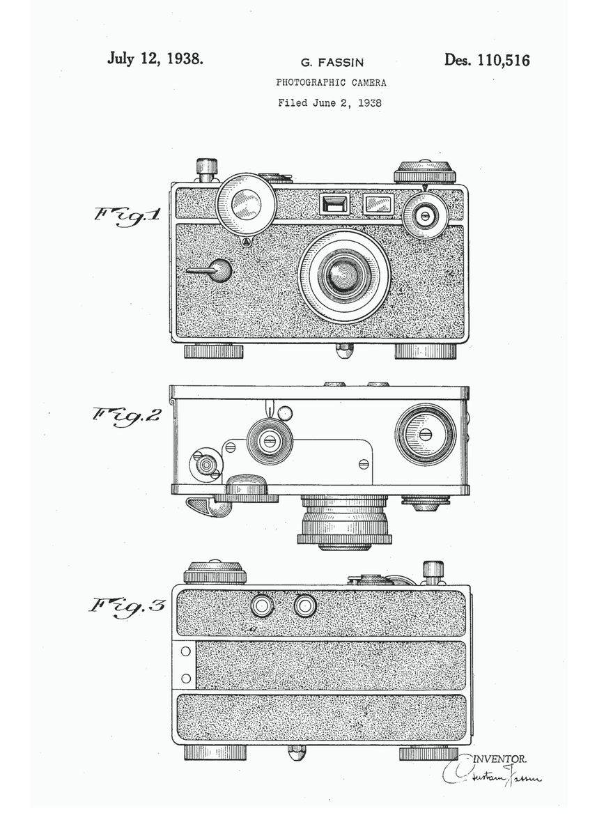 '1938 Camera Patent' Poster, picture, metal print, paint by symbolized ...
