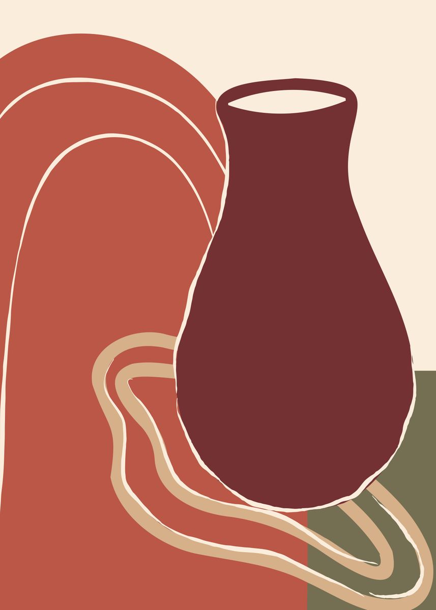 'Boho Vintage floral vase' Poster, picture, metal print, paint by Human ...