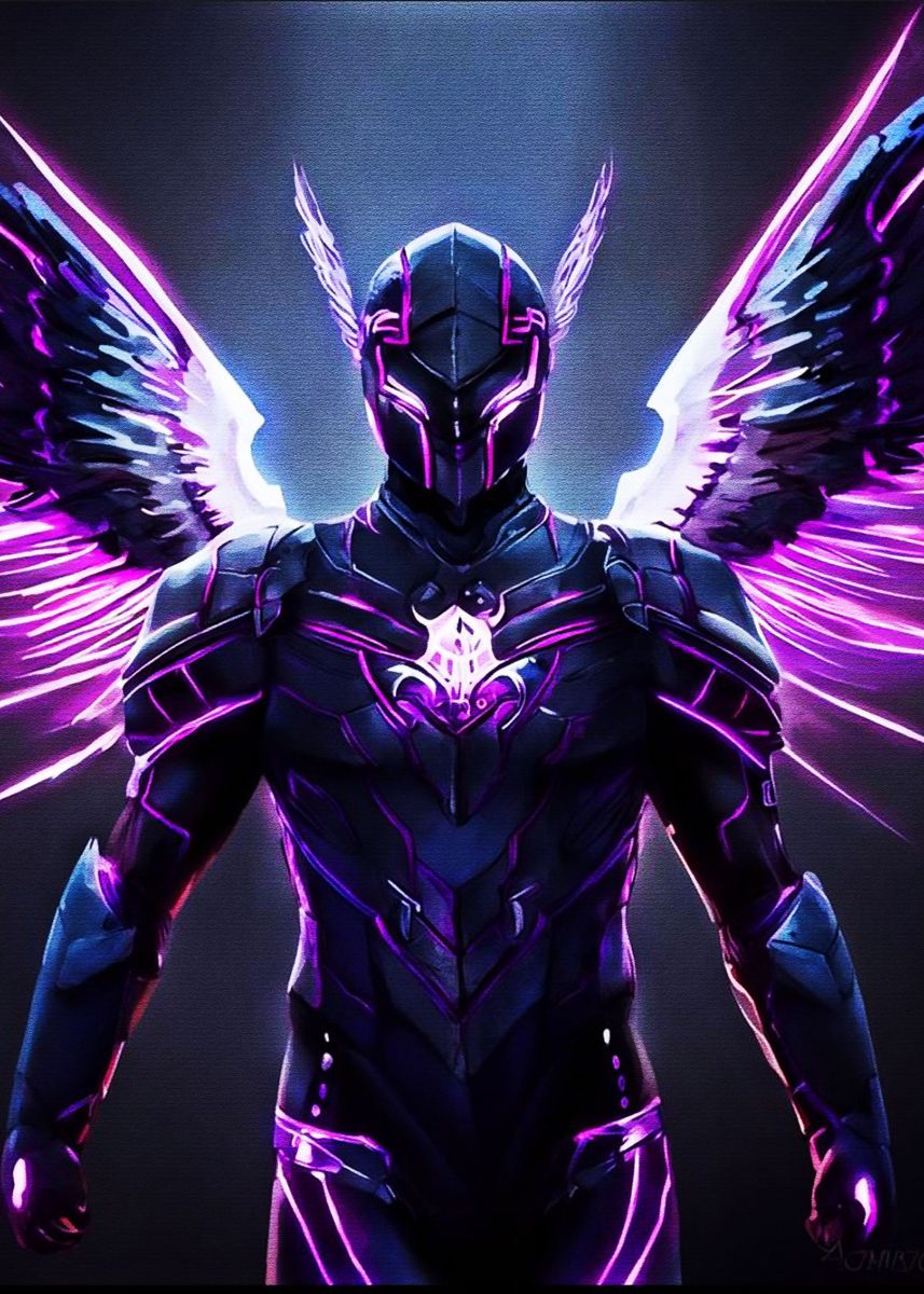 'Black Robot Purple Aura' Poster, picture, metal print, paint by Coffee ...