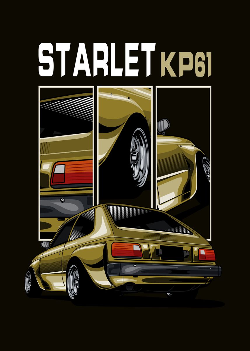 'Starlet Toyota' Poster, picture, metal print, paint by Hasnaa Art ...