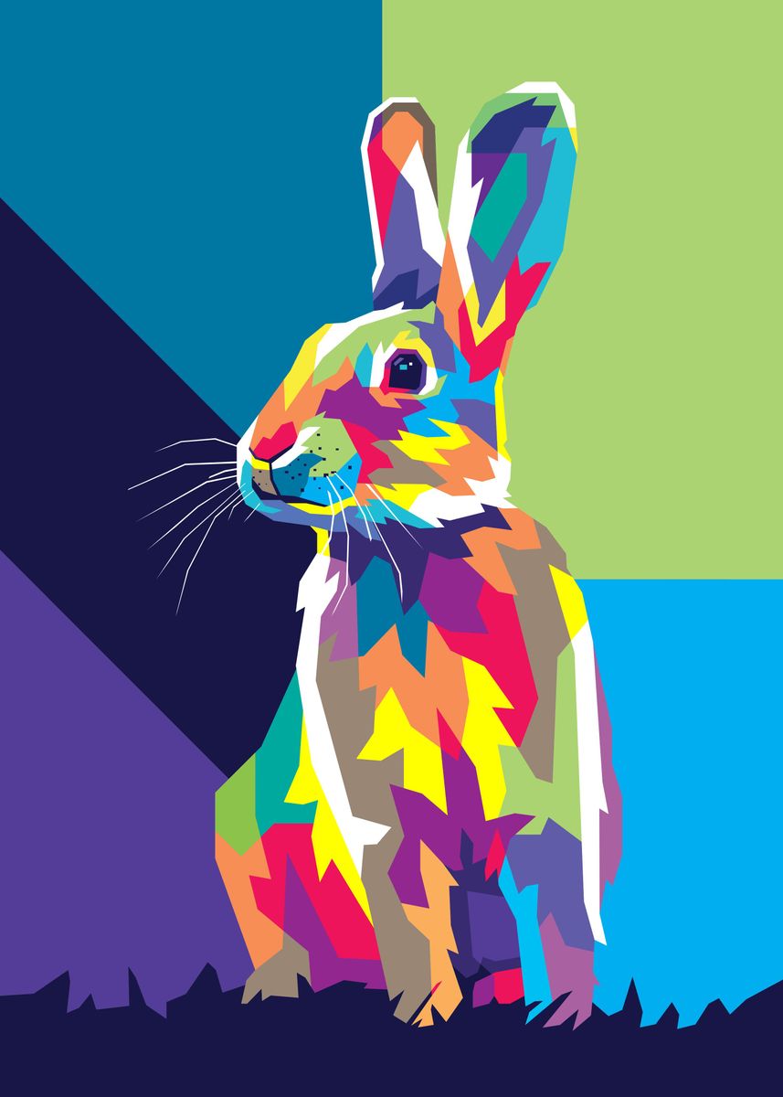 'Rabbit in WPAP' Poster, picture, metal print, paint by V Styler | Displate